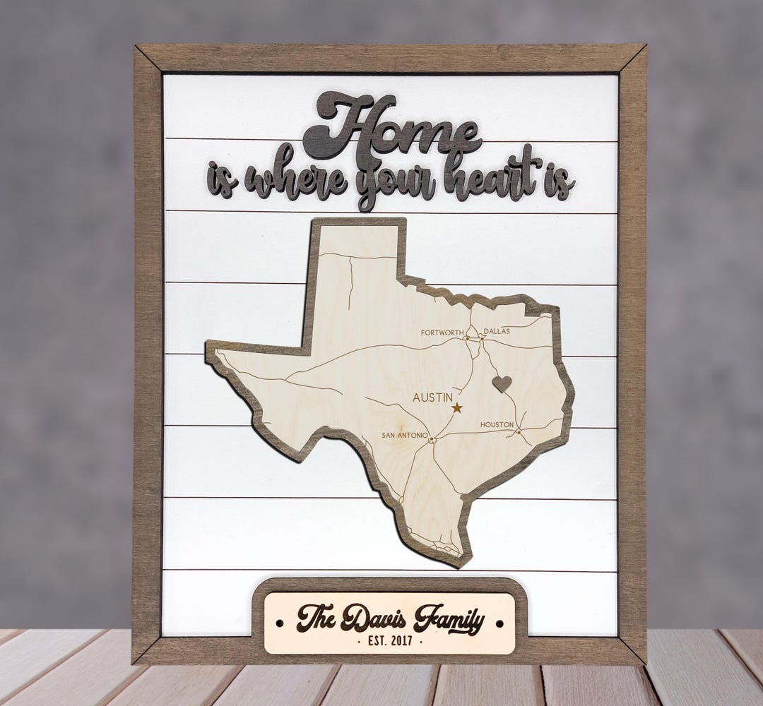 TEXAS Wall Sign, TEXAS Home Sign, Personalized Sign, Family Name Sign, Gift for Traveler, Family ...