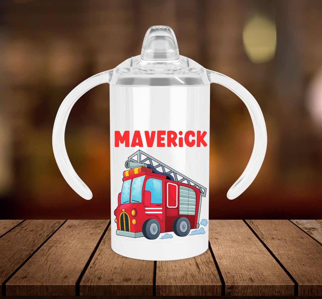 SIPPY CUP PERSONALIZED, Red Firetruck Sippy Cup Tumbler, Boys Toddler ...