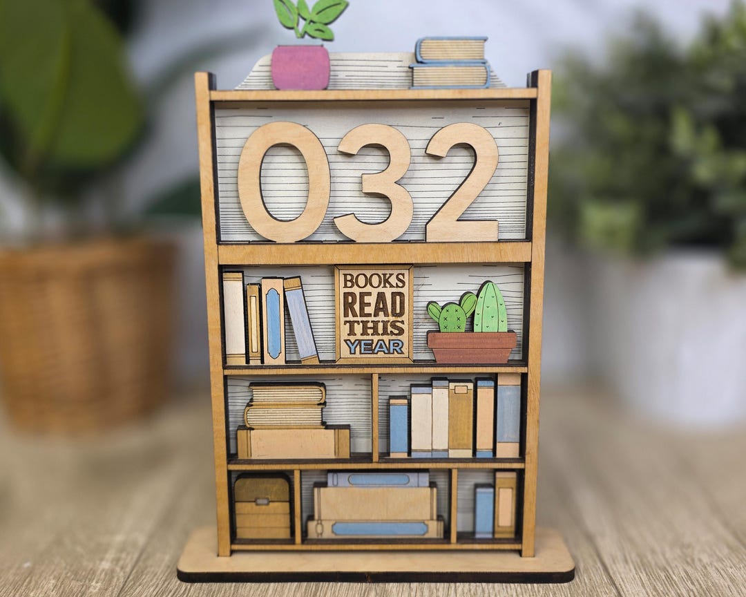Book Nook Counter | Reading Tracker Display | Mini Bookshelf Book Count ...