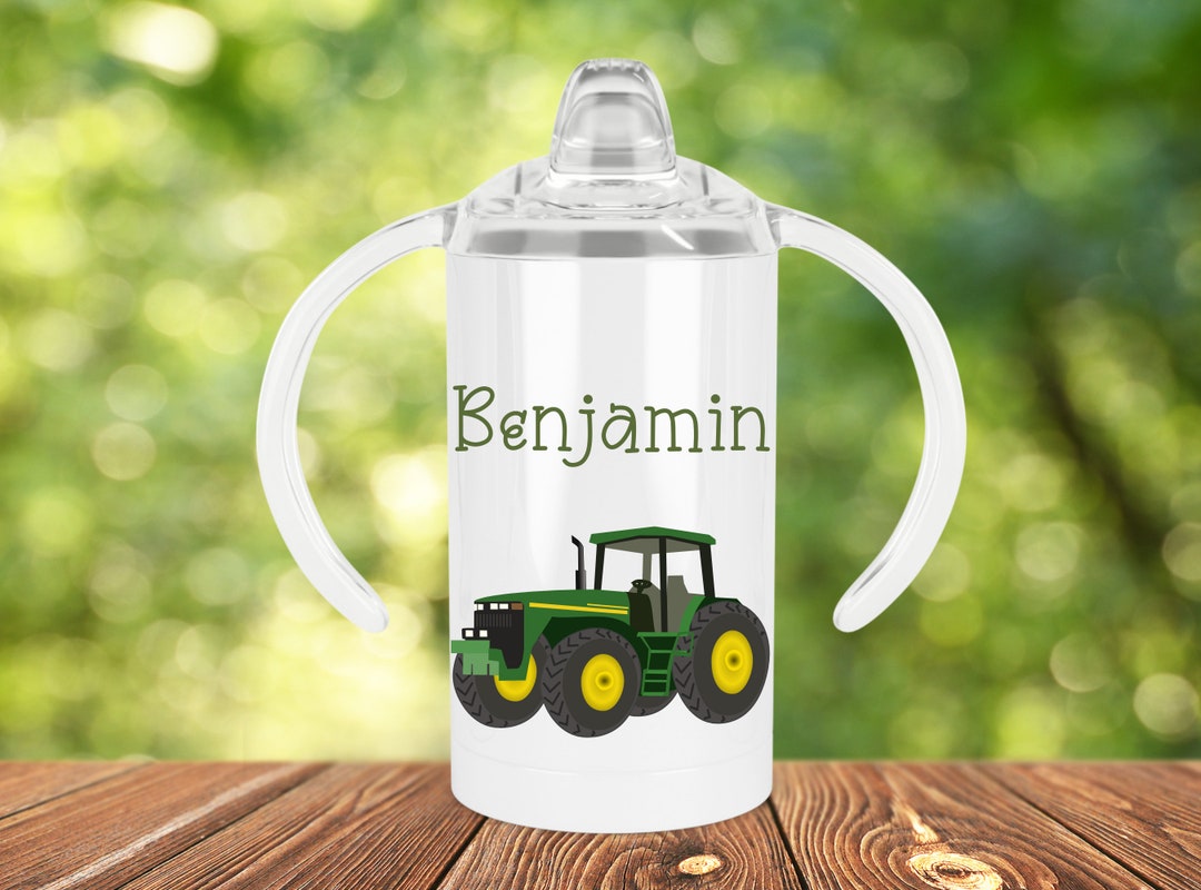 SIPPY CUP PERSONALIZED, Boys Green Tractor Sippy Cup Tumbler, Boys ...