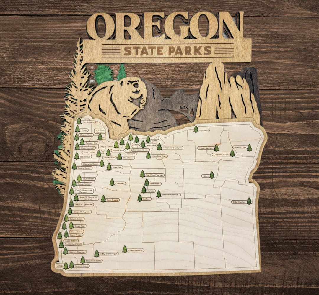 Oregon State Park Map Tracker, Personalized Gifts for Hikers - Etsy