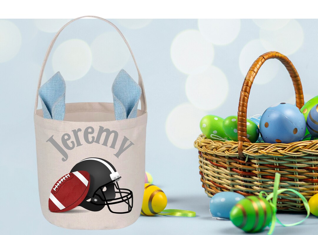 Personalized Football Easter Basket: Blue Sports Bucket - Etsy