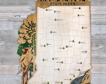 Indiana State Parks Map - Etsy