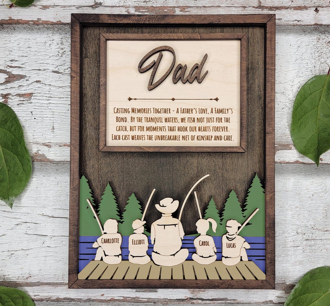Personalized Fishing Dad Sign, Rustic Wood Decor - Etsy