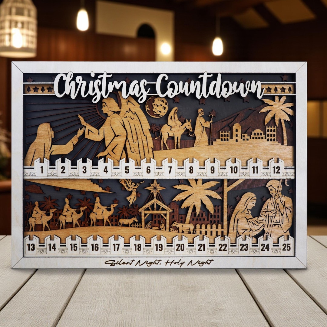 Wood Nativity Christmas Countdown – Personalized Religious Advent ...