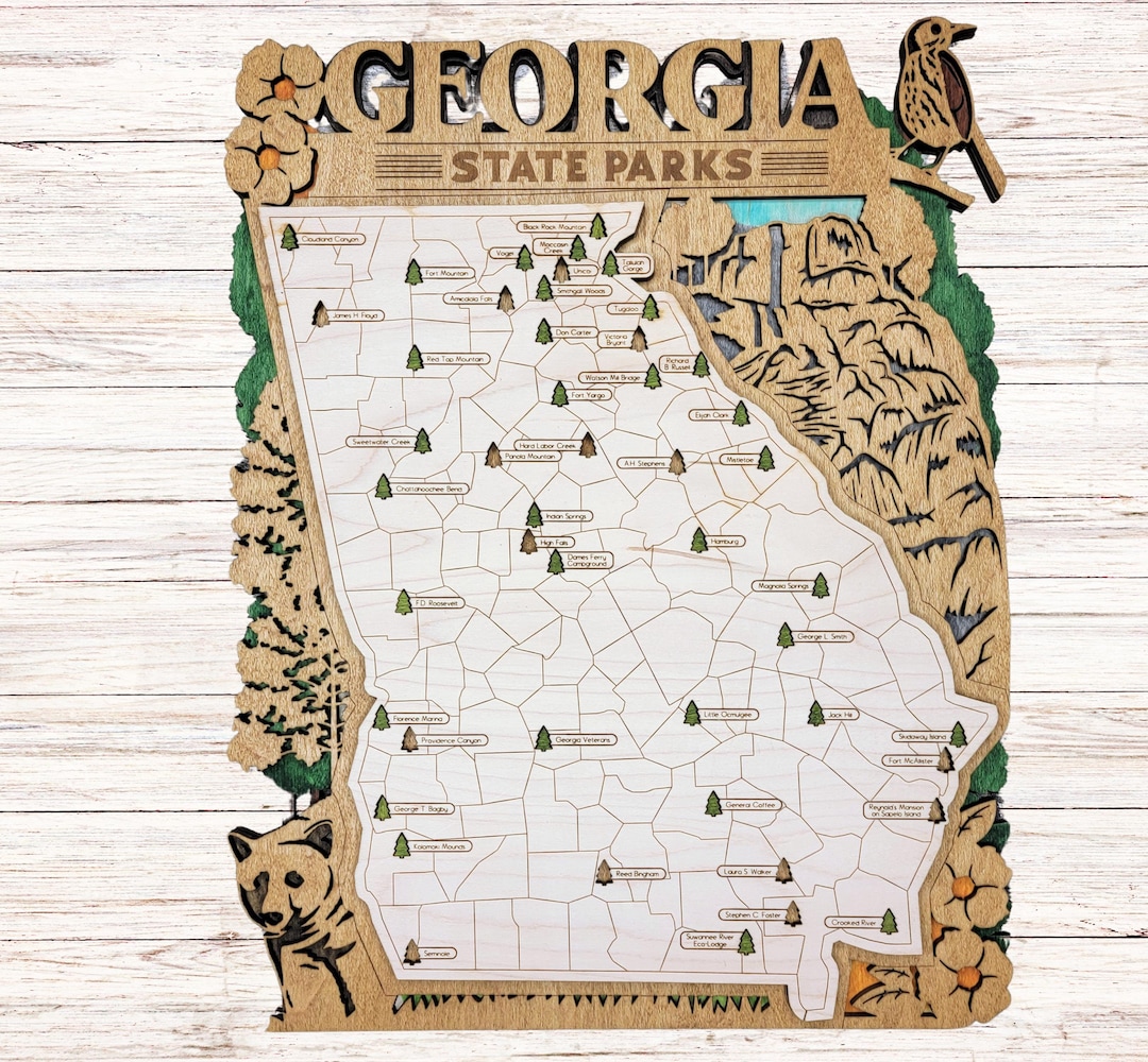 GEORGIA STATE PARKS Map, Georgia Home Decor, Gift for Travelers, Gift ...
