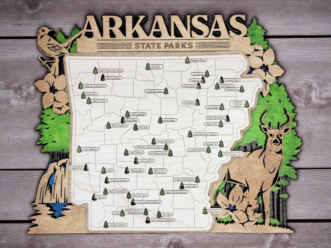 Arkansas State Parks Map: Laser Cut Wood Travel Adventure Map - Etsy