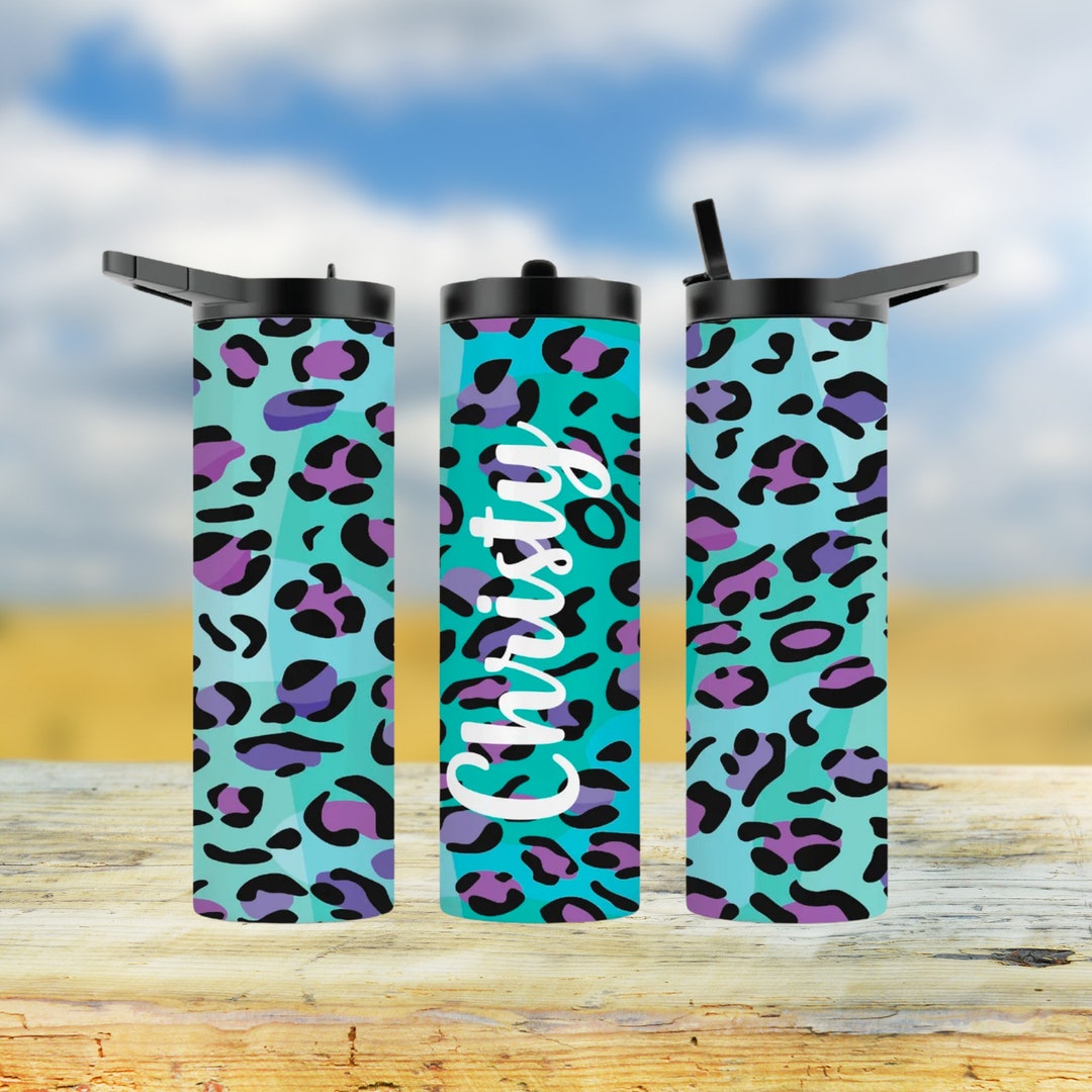 Personalized Cheetah Sports Water Bottle, Gift for Women, Water Tumbler ...