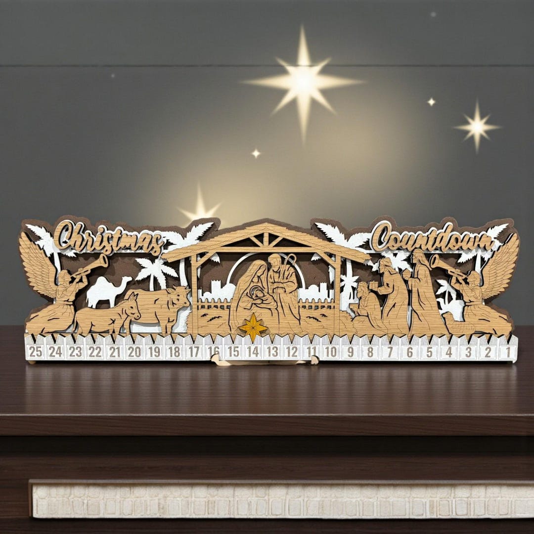 Modern Nativity Christmas Countdown – Handmade Religious Advent Display ...
