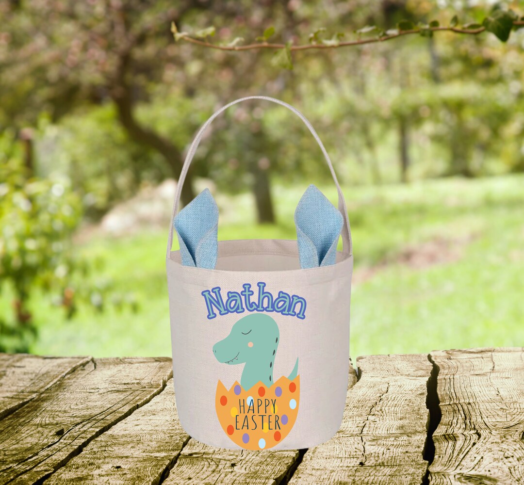 EASTER BASKET Personalized Easter Dinosaur Basket, Easter Basket for ...