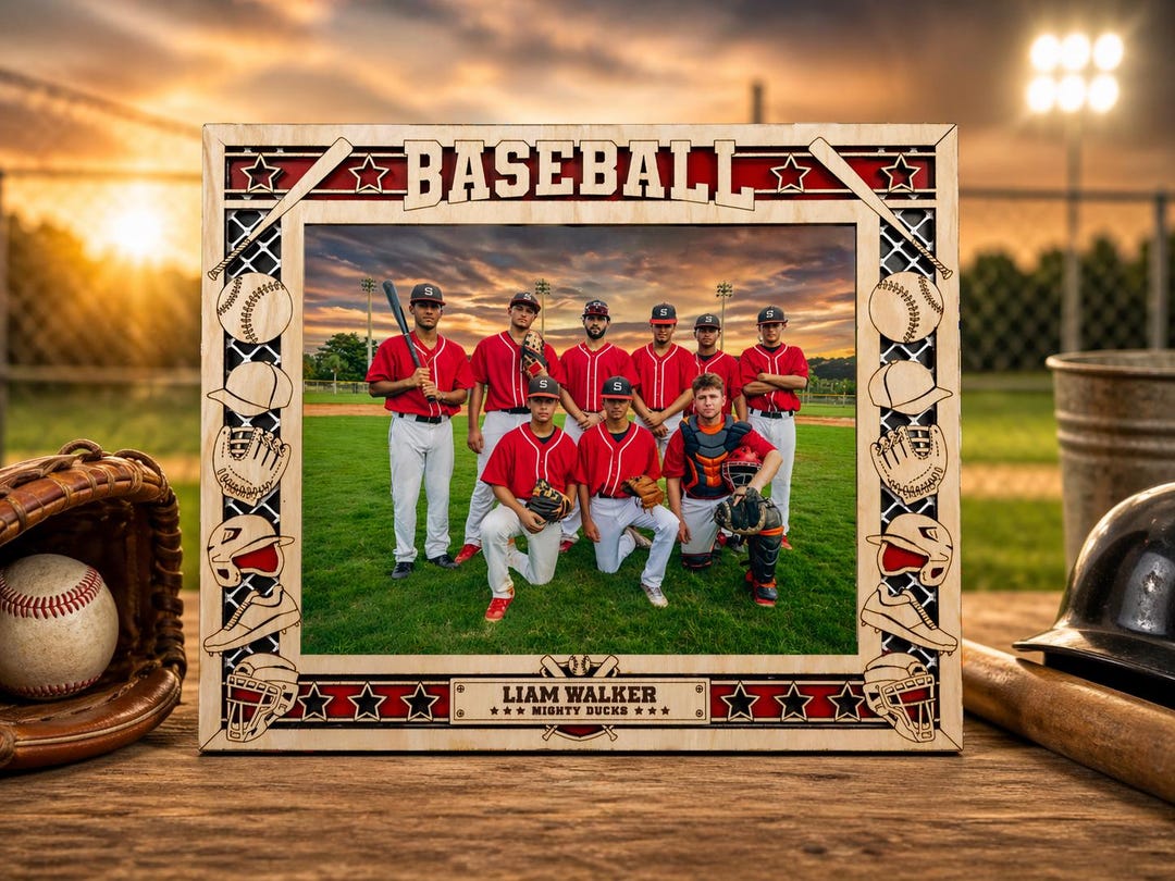 Personalized Baseball Team Photo Frame, Laser Engraved Wood Keepsake - Etsy