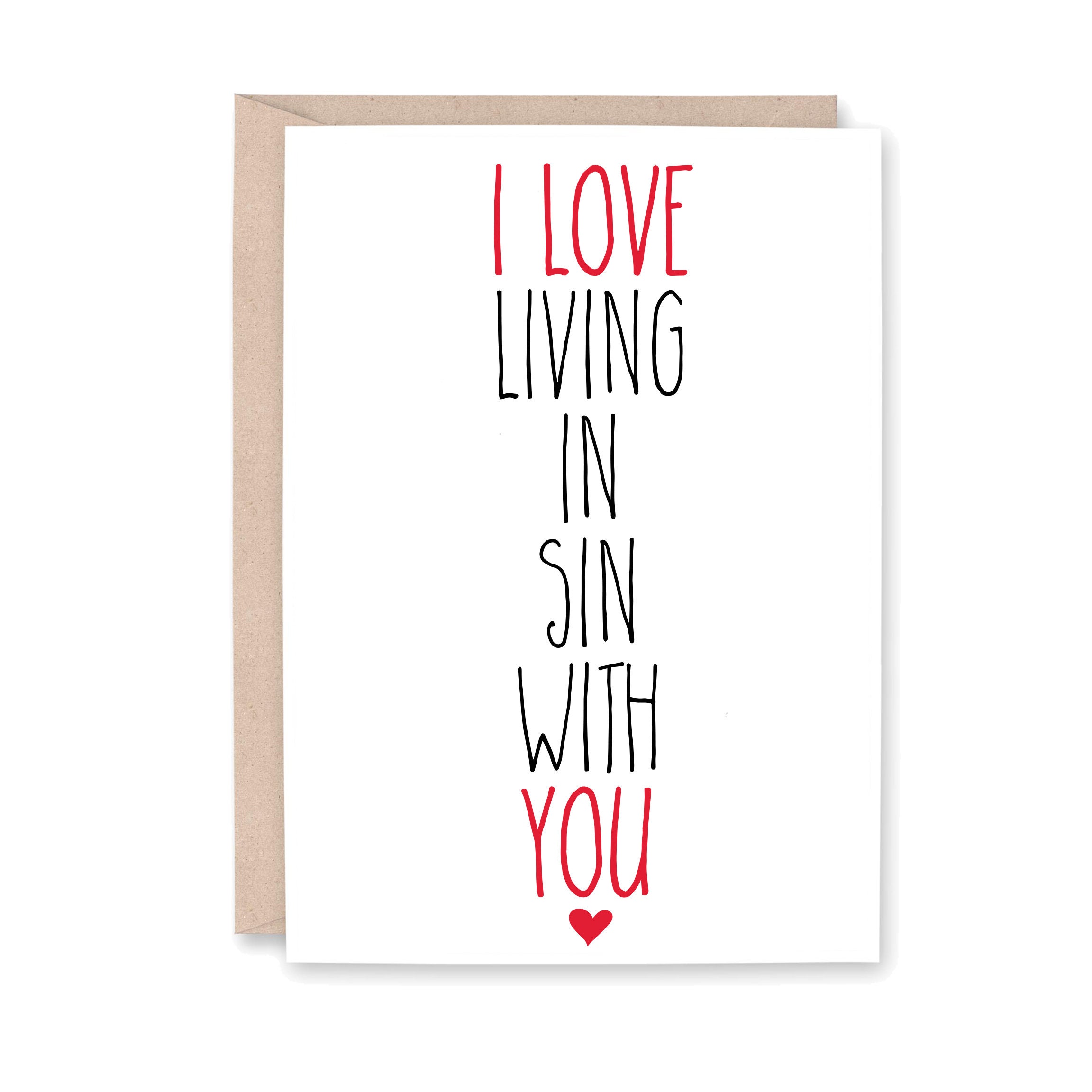 Funny Love Living in Sin, Card for Boyfriend, Card for Girlfriend ...