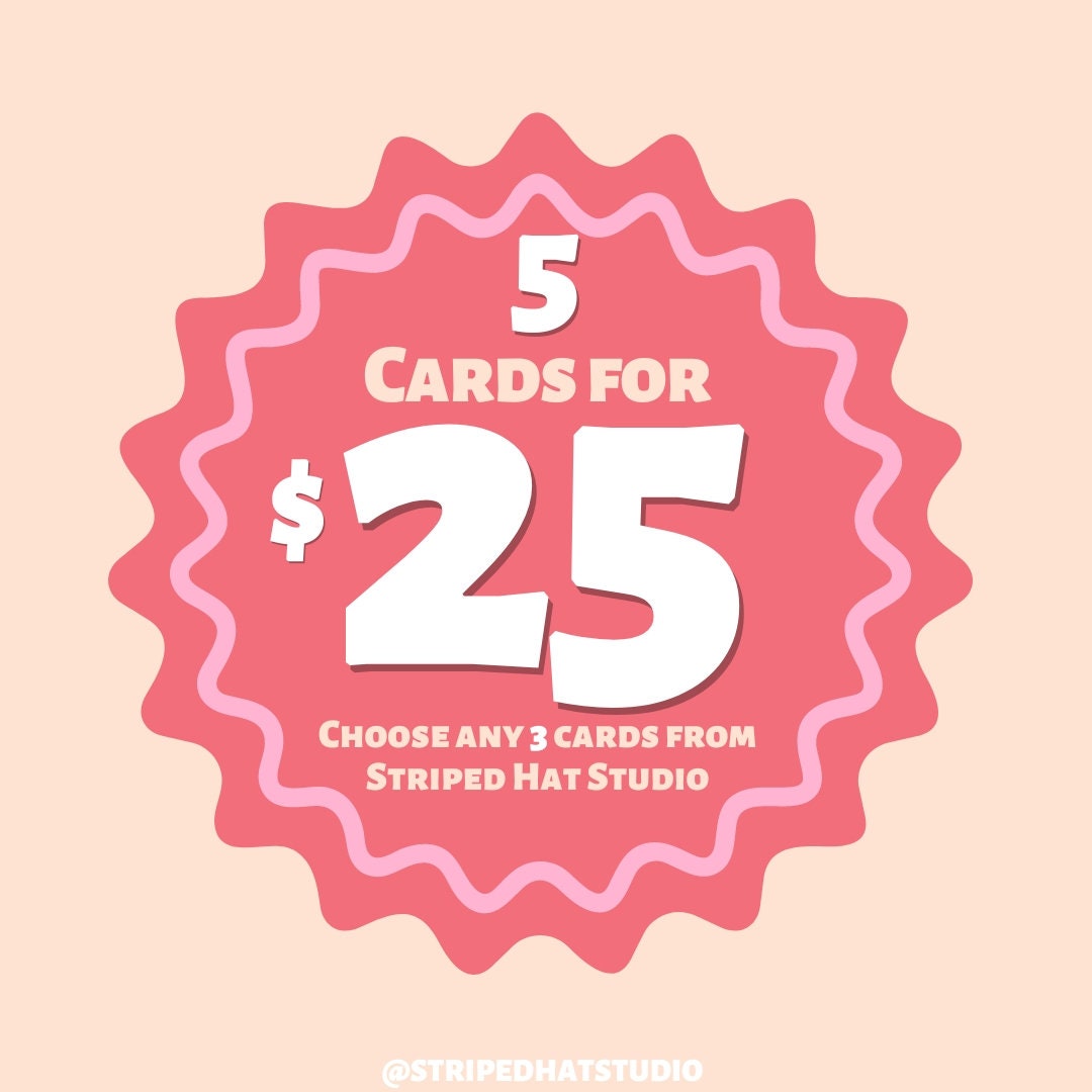 Bundle Pack Greeting Cards, 5 Cards For, Mix and Match Cards Any Cards ...