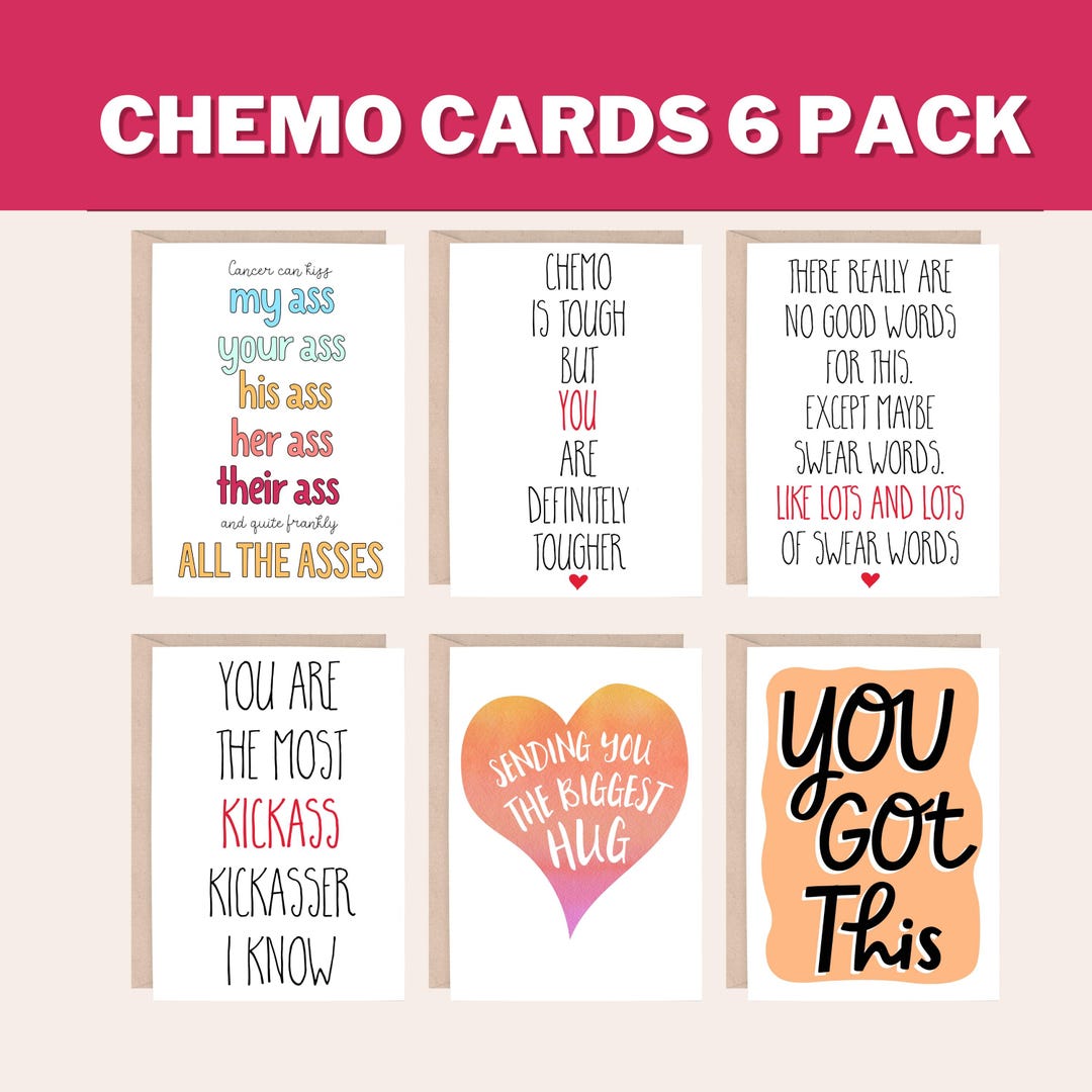 Funny Cancer Card 6 Pack, Funny Chemo Card Pack, Cards for Chemo ...