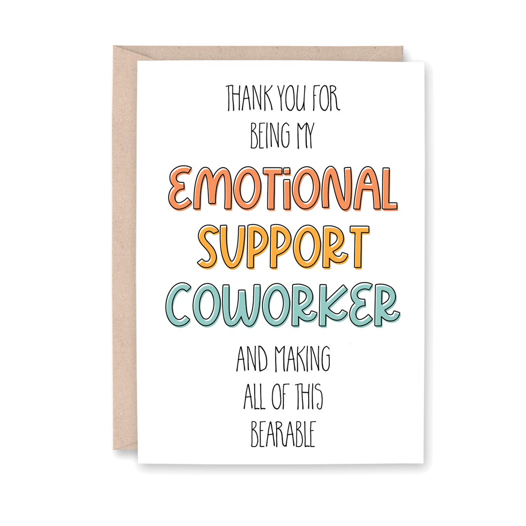 Emotional Support Coworker Card, Coworker Birthday Card, Funny Coworker ...