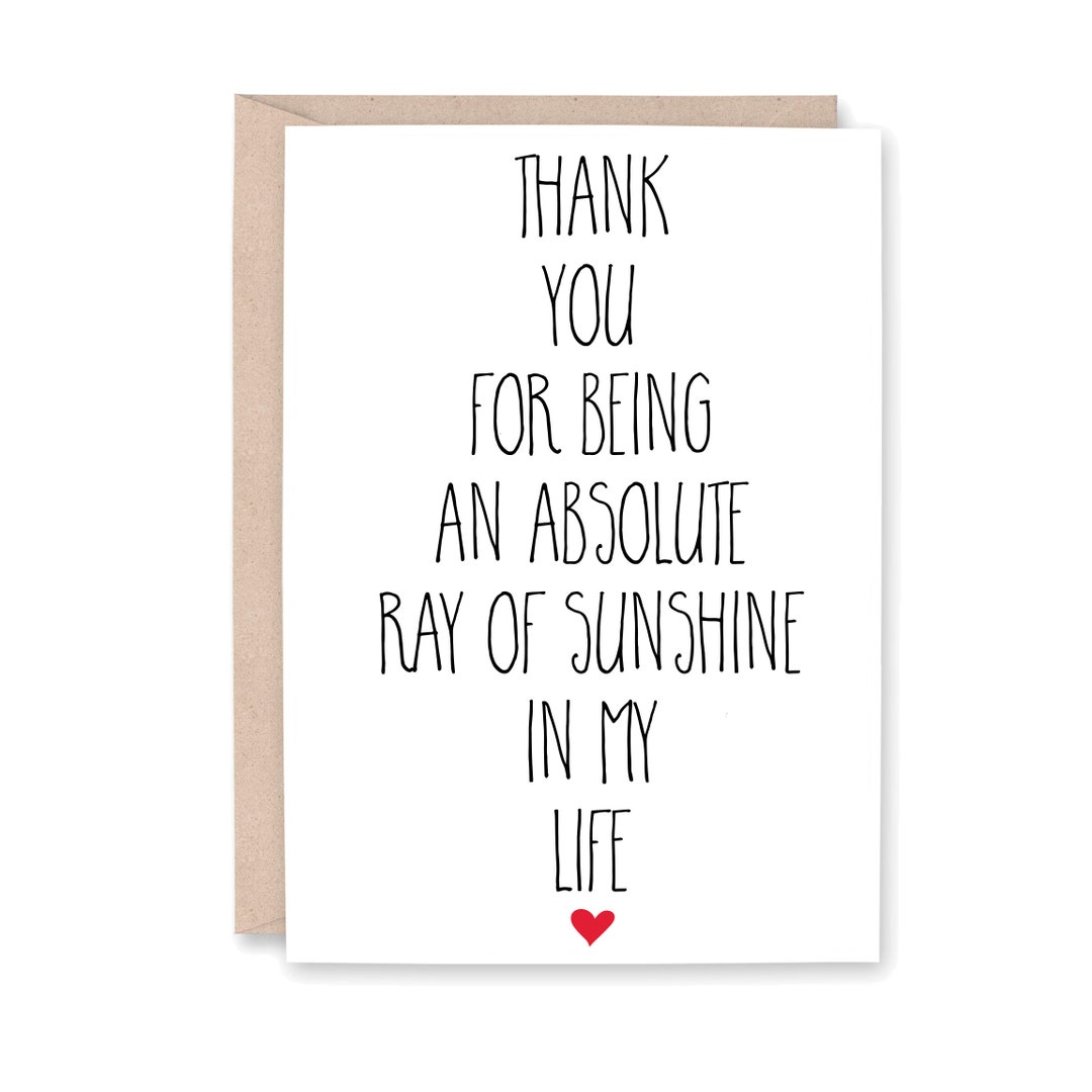 Thank You for Being a Ray of Sunshine Card, Best Friend Thank You Card ...