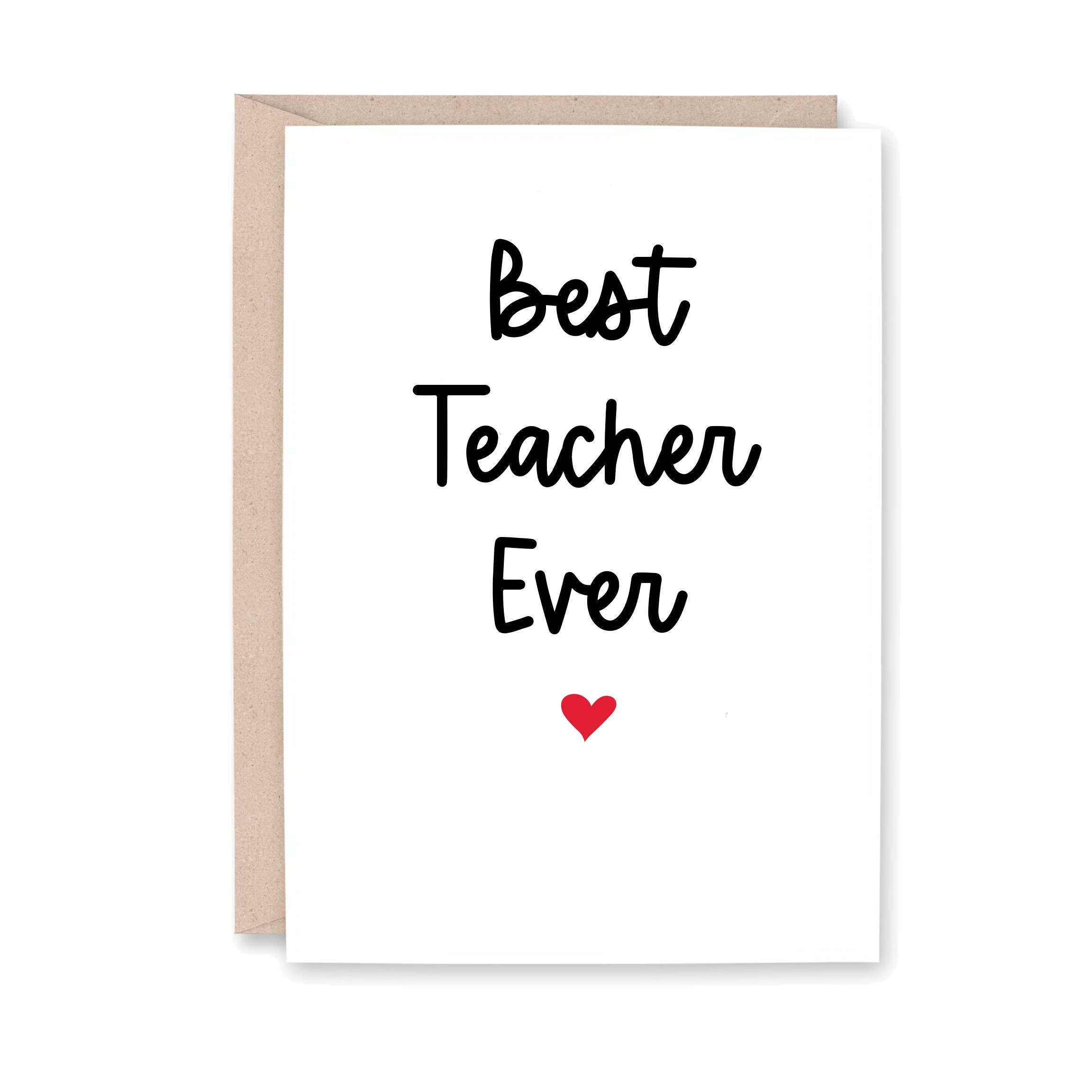 Best Teacher Ever Card, Thank You Card for Teacher, From Student ...