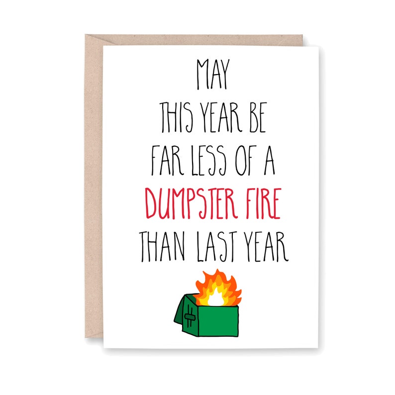 Funny Holiday Dumpster Fire Card, Funny Happy New Years Card, Snarky ...