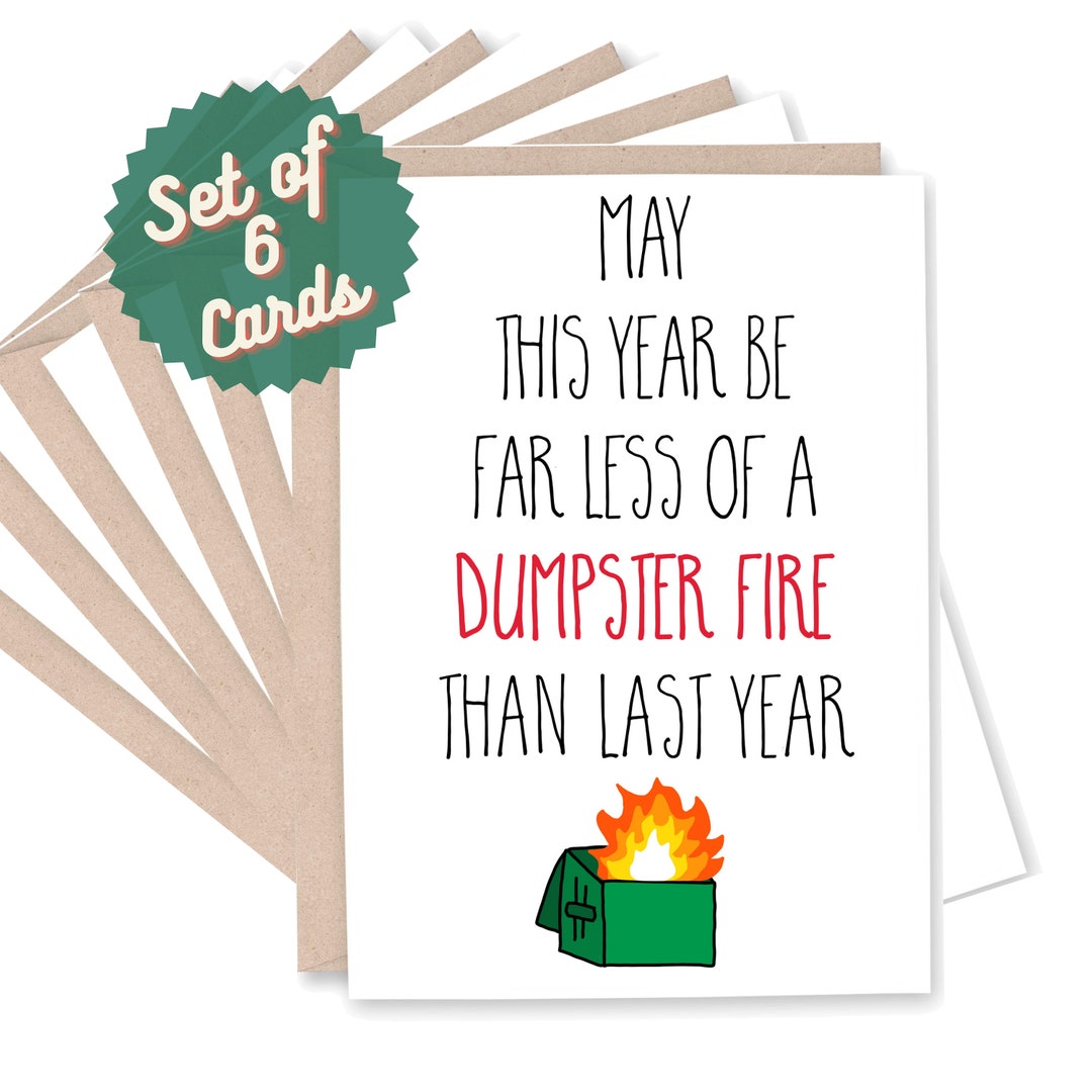 Funny Holiday Dumpster Fire Card, Funny Happy New Years Card, Snarky ...