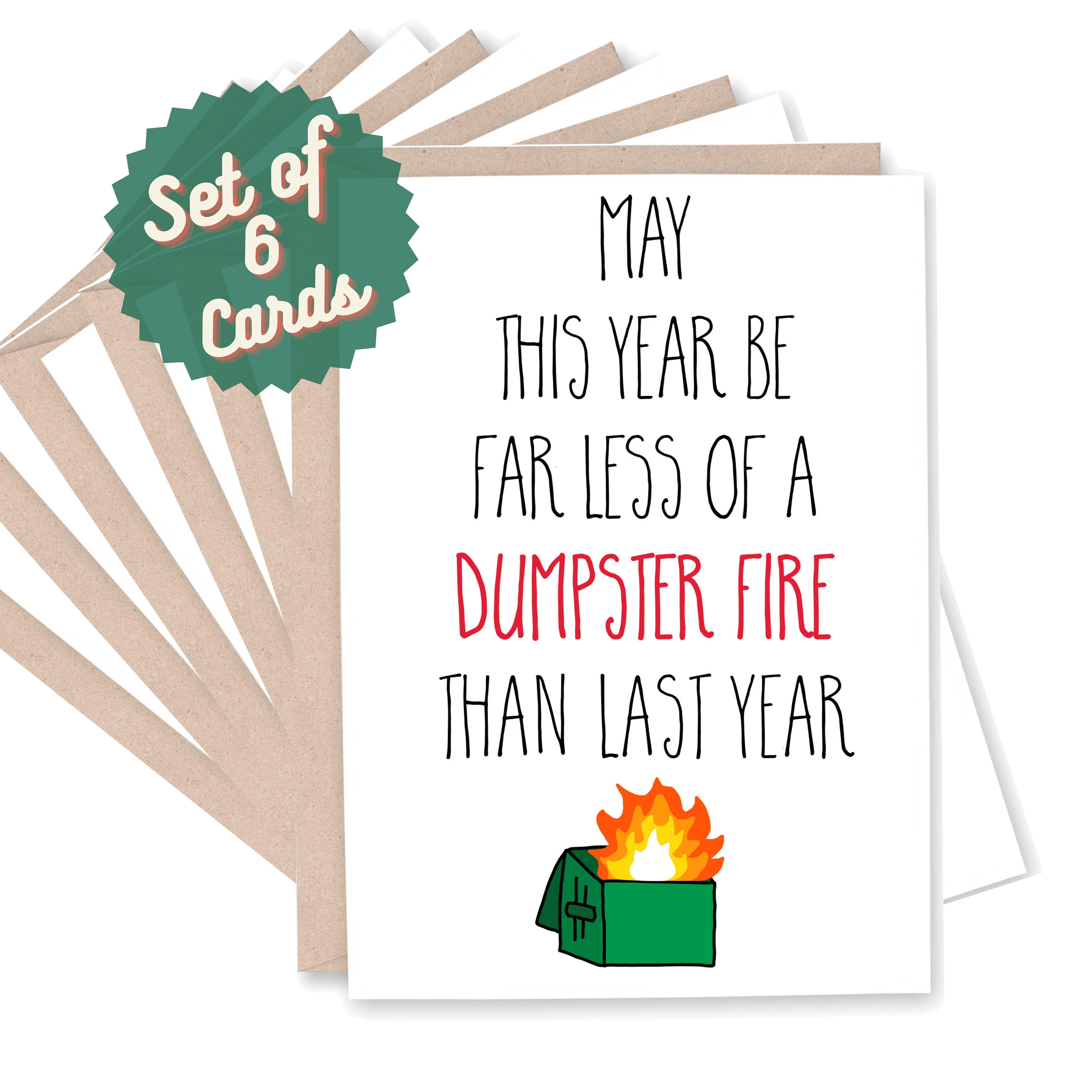 Funny Holiday Dumpster Fire Card, Funny Happy New Years Card, Snarky ...