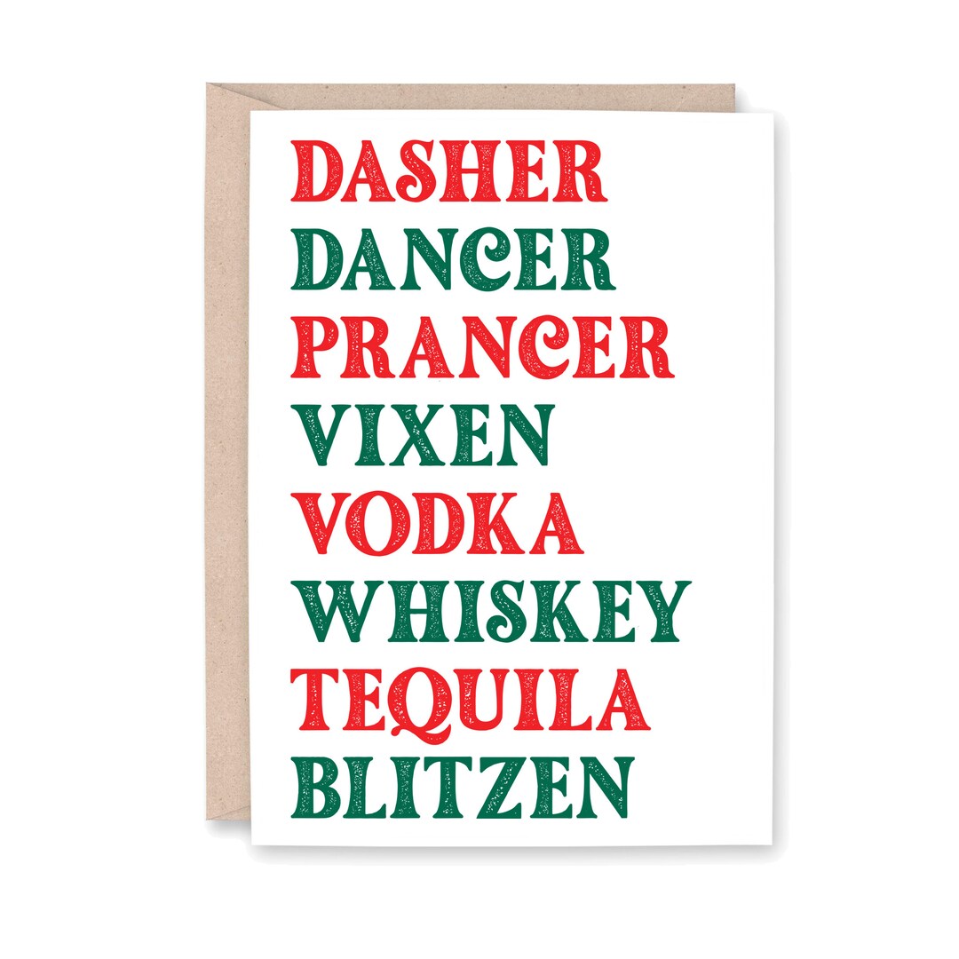 Funny Reindeer Christmas Card, Whiskey Christmas Card, Vodka Christmas ...