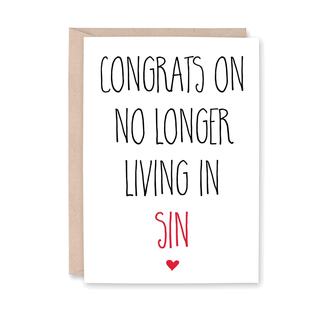 Congrats on No Longer Living in Sin, Funny Wedding Day, New Home Card ...