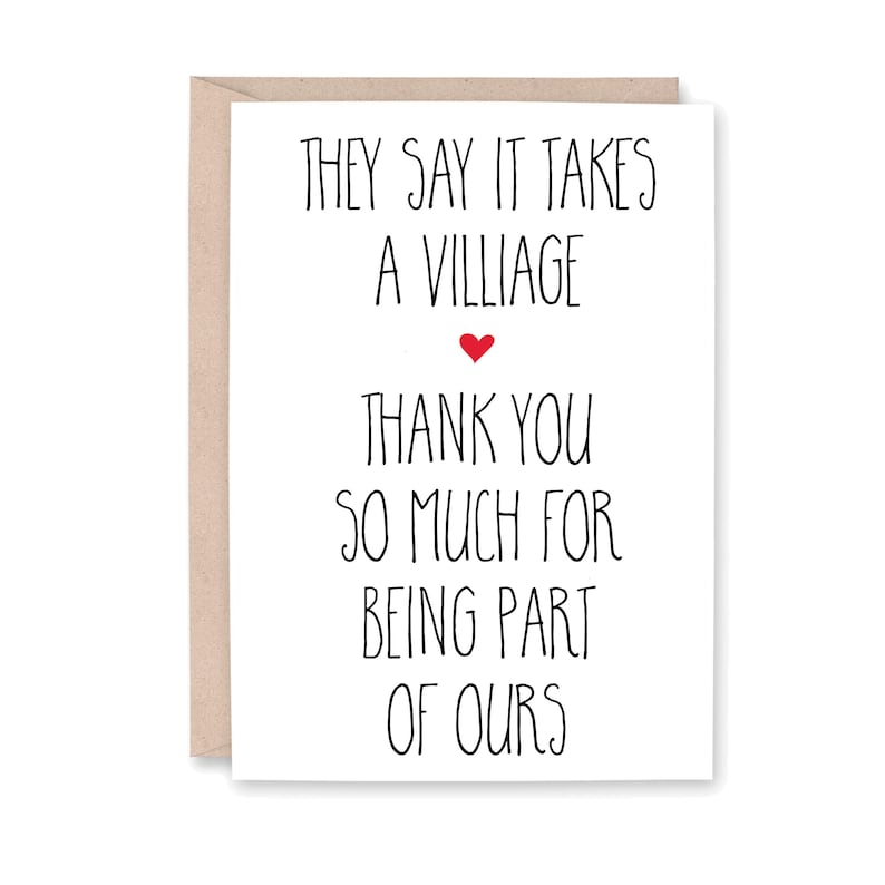 It Takes a Village Thank You Card Friend Thank You Card - Etsy