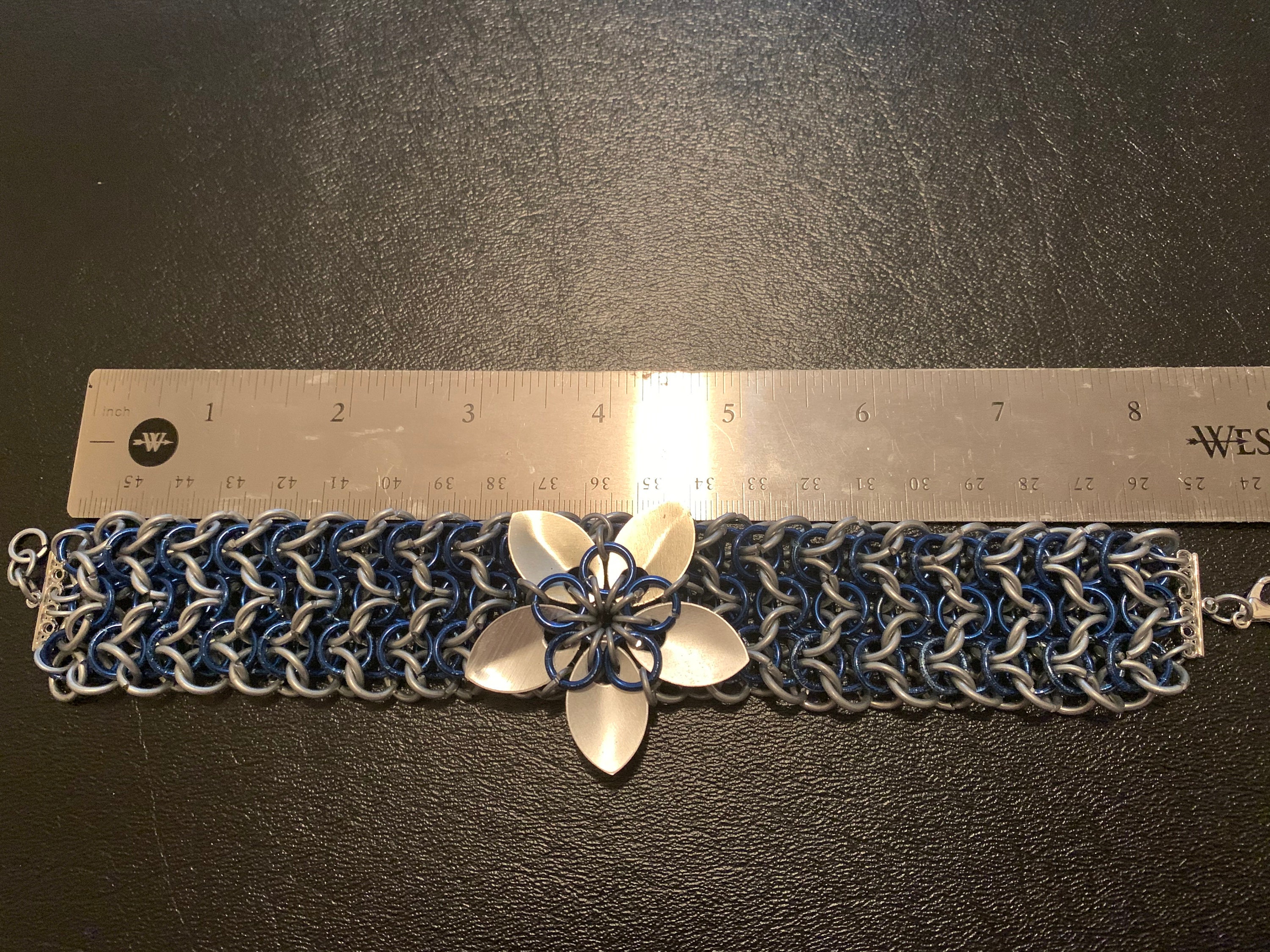 Scale Flower Blue and Silver Elf Weave Cuff - Etsy