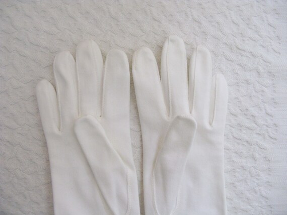Vintage White Gloves Long Eyelet Embroidery Retro Mid… - Gem