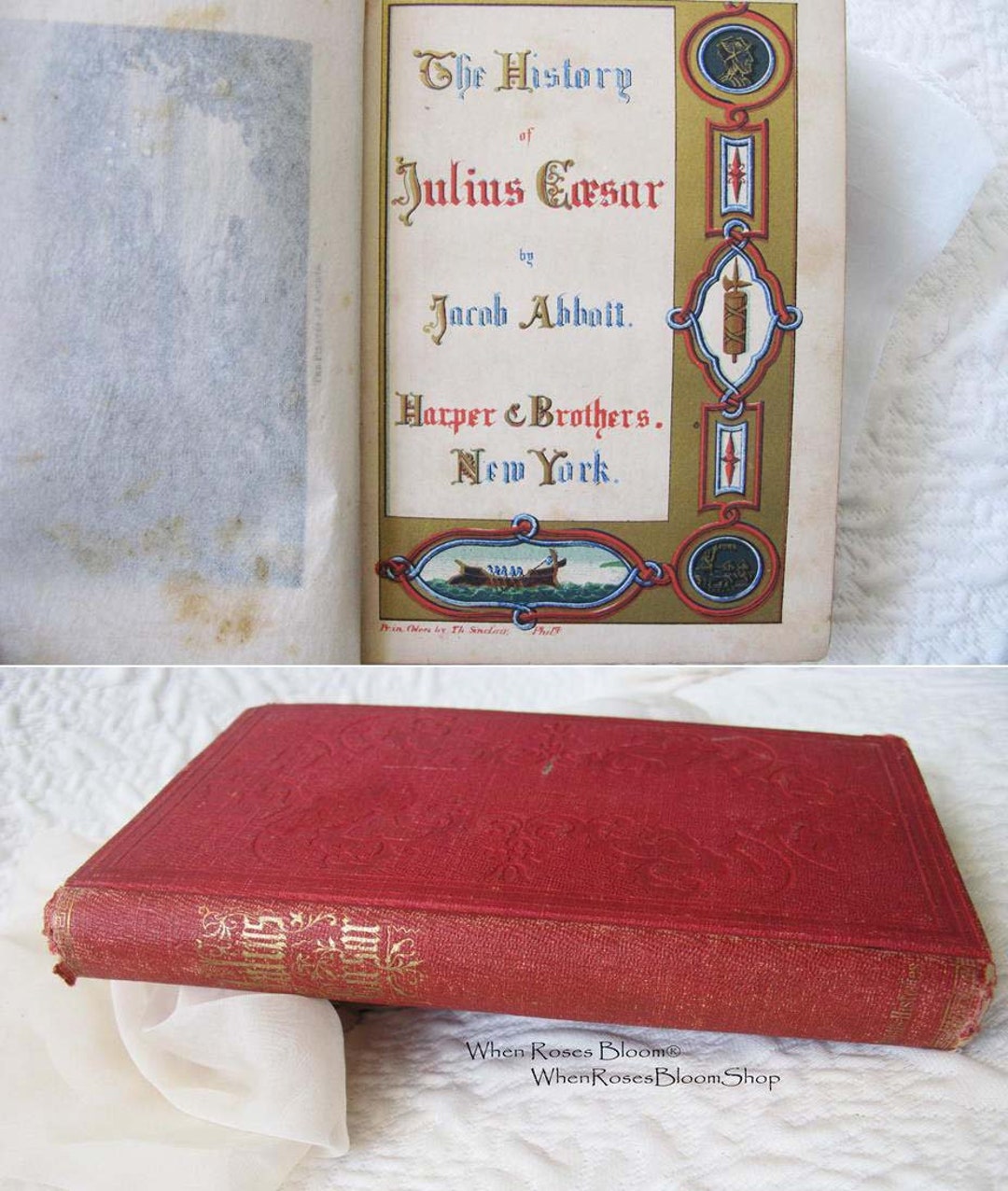 Red Book Vintage Rare Classic History of Julius Caesar Circa 1849 ...