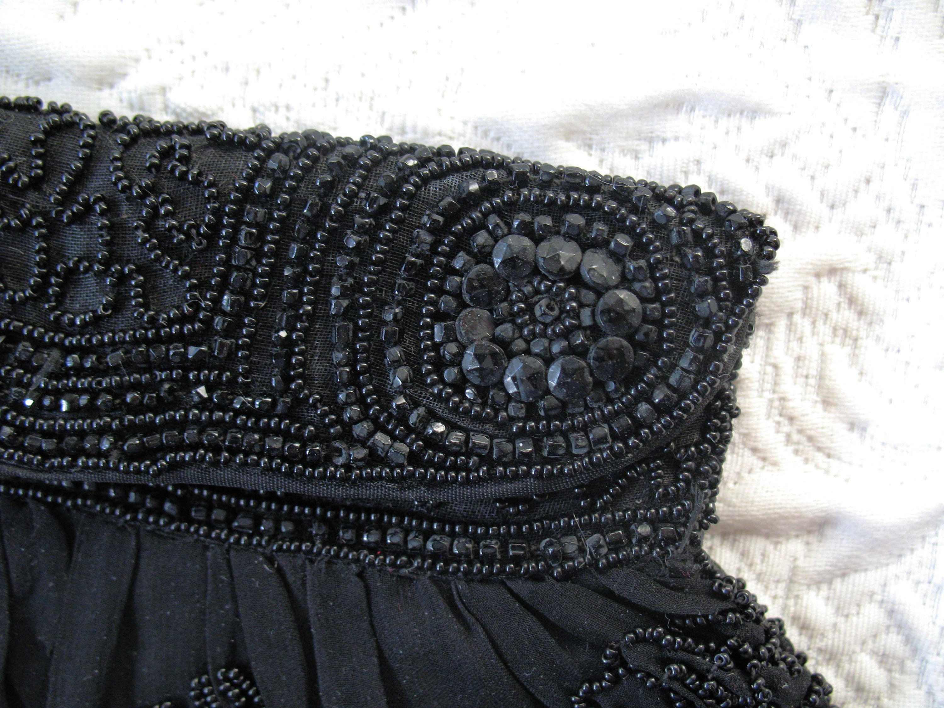 Vintage Black Beaded Purse Evening Bag Mid Century Retro - Etsy Sweden