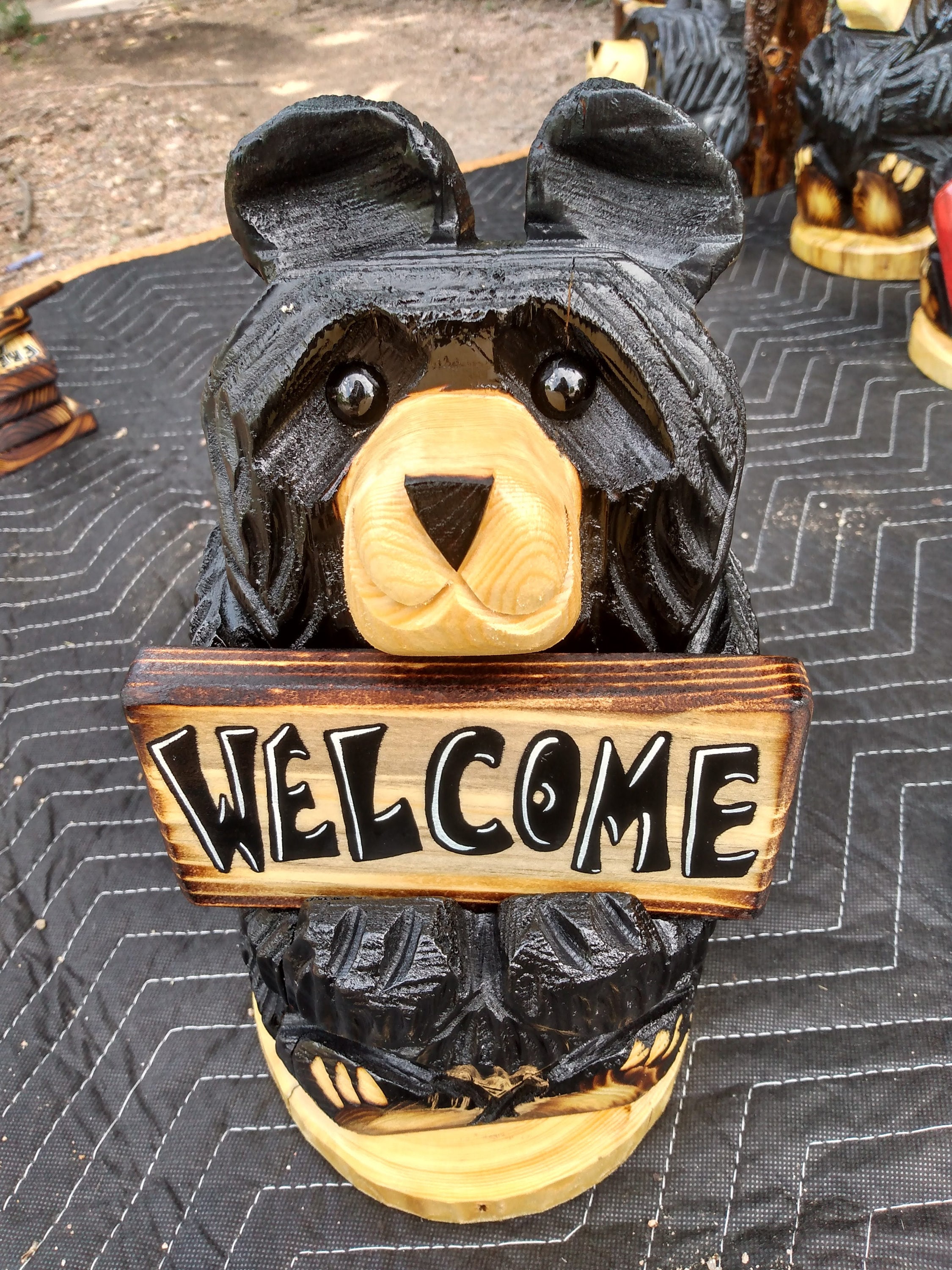 Bear Chainsaw Carving Bear Holding Sign Customize Sign Bear Gift Wood ...