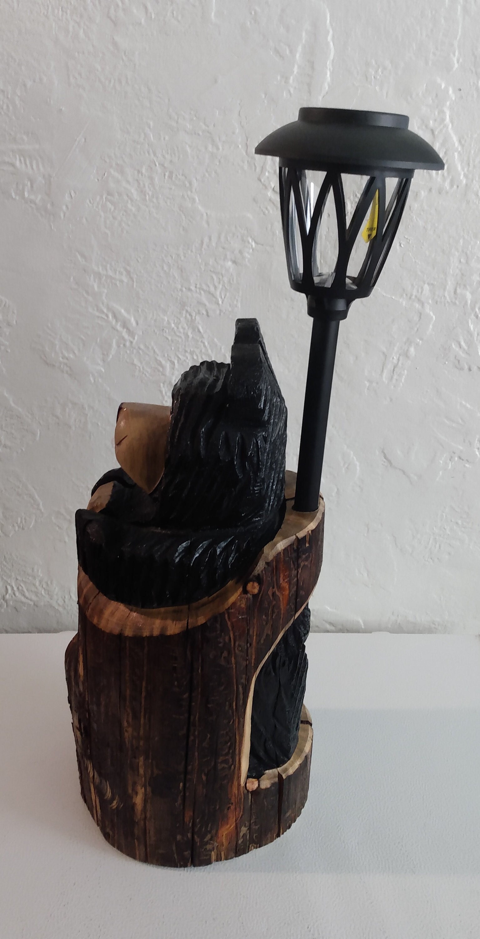 Chainsaw Carved Bear Solar Light in Log Bear Wood Carving - Etsy