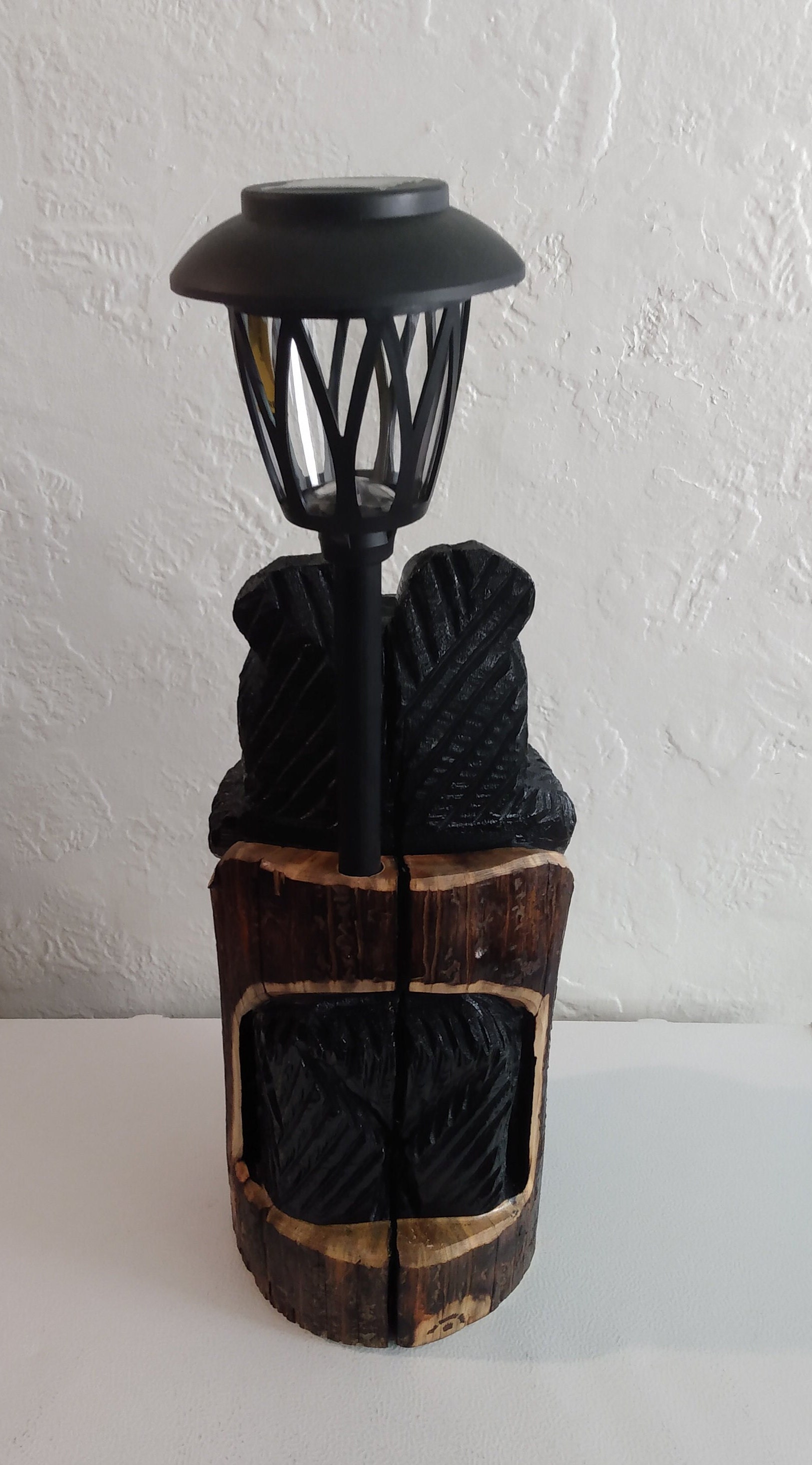 Chainsaw Carved Bear Solar Light in Log Bear Wood Carving - Etsy
