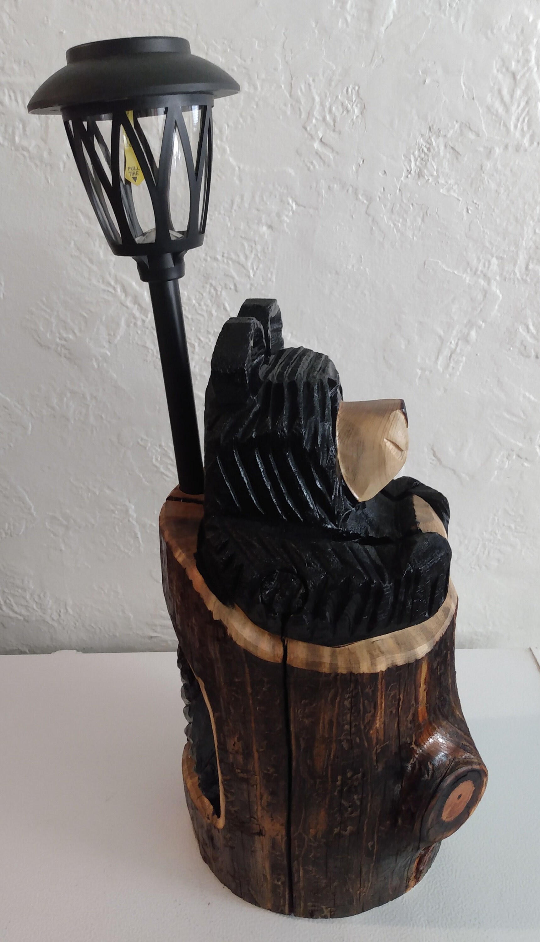 Chainsaw Carved Bear Solar Light in Log Bear Wood Carving - Etsy