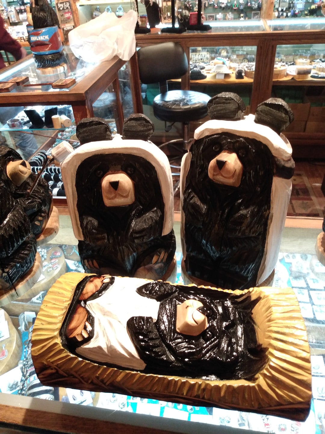 Bear Nativity 3 Pc Set Chainsaw Carved Bears Authentic Hand Chainsaw ...