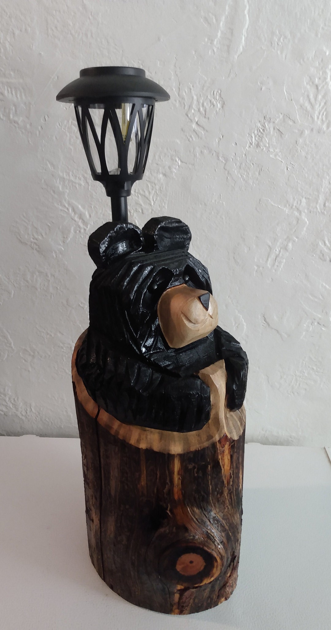Chainsaw Carved Bear Solar Light in Log Bear Wood Carving - Etsy