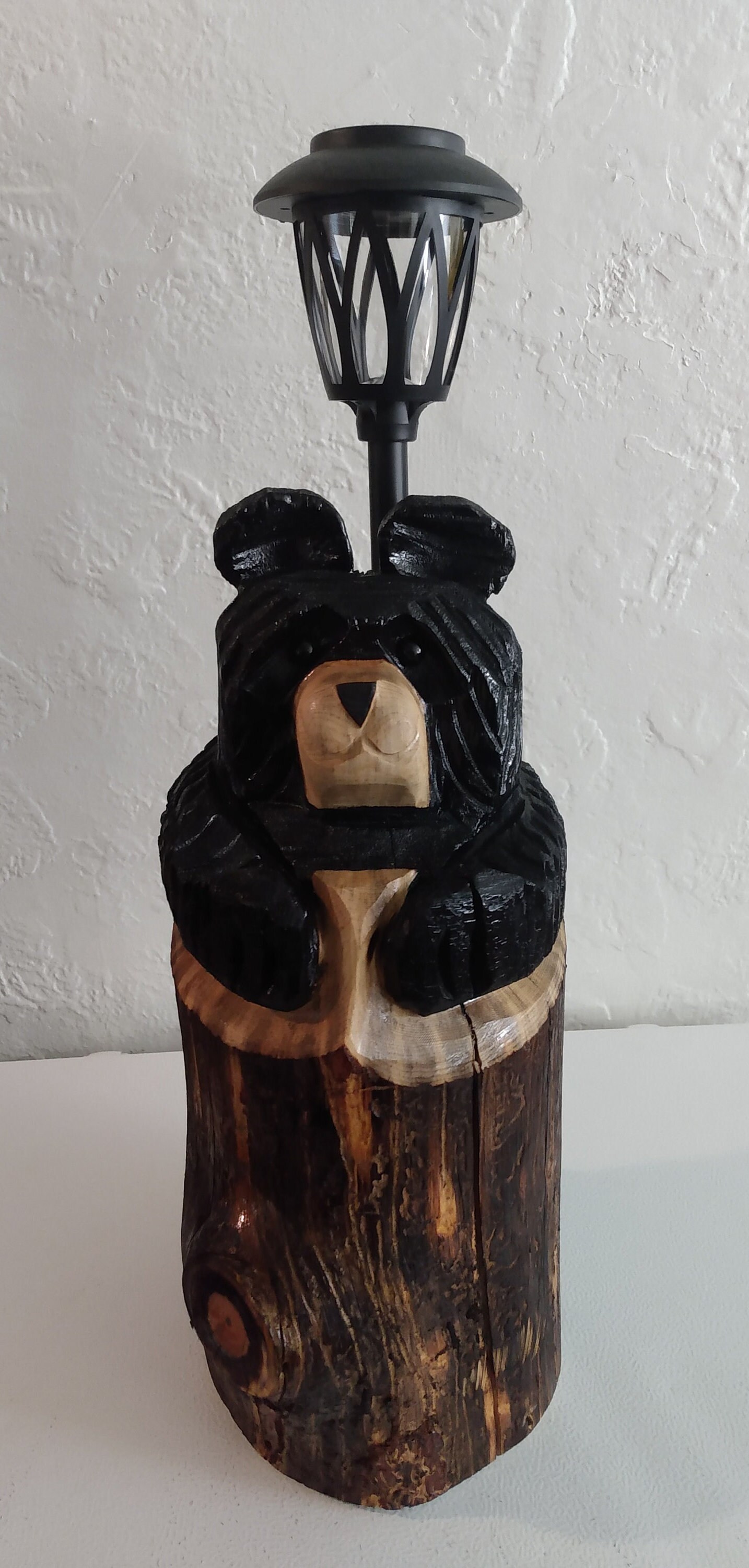 Chainsaw Carved Bear Solar Light in Log Bear Wood Carving - Etsy
