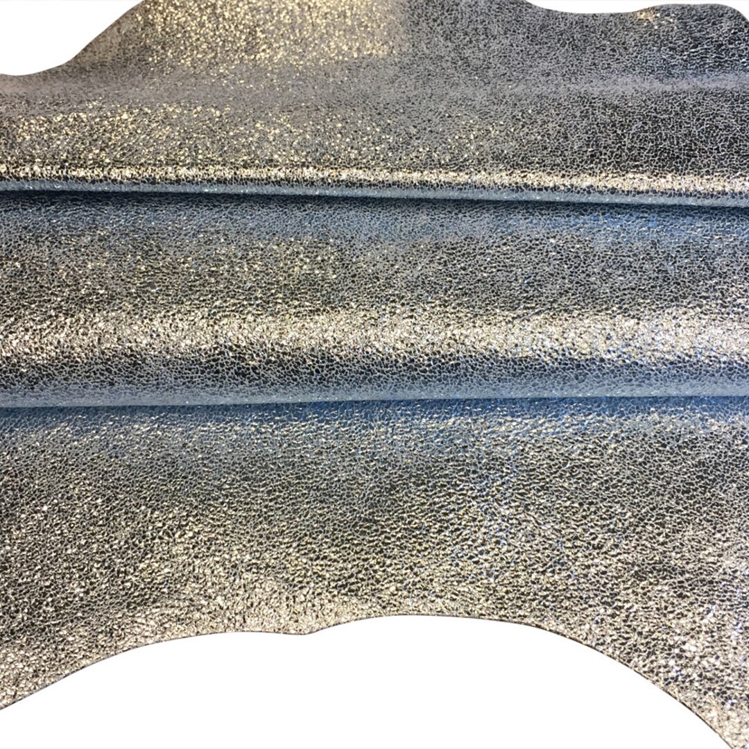 Sparkling Silver Leather Hide, Metallic Finish, Leathercraft Fabric ...