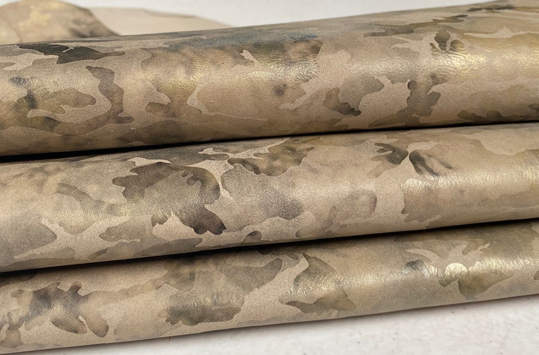 Beige Leather Hides, Camouflage Print, Soft Lambskin, Bookbinding ...