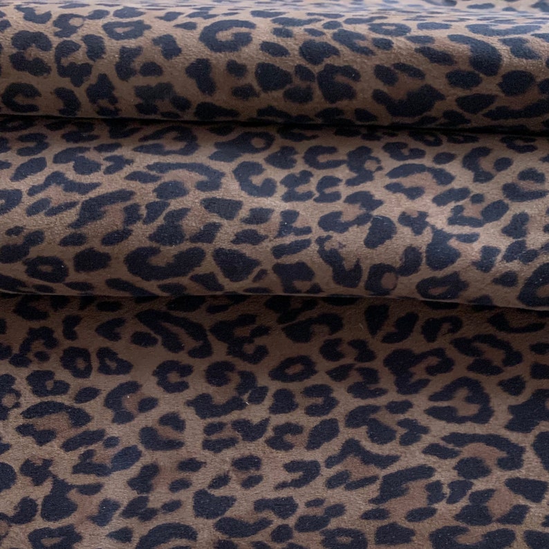 BROWN Leopard Print Lambskin Leather, Genuine Suede Hides, Craft DIY ...
