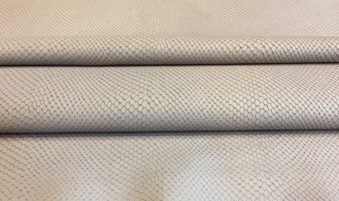 Beige Snakeskin Embossed Lambskin Leather Hides, Perfect for Crafting ...