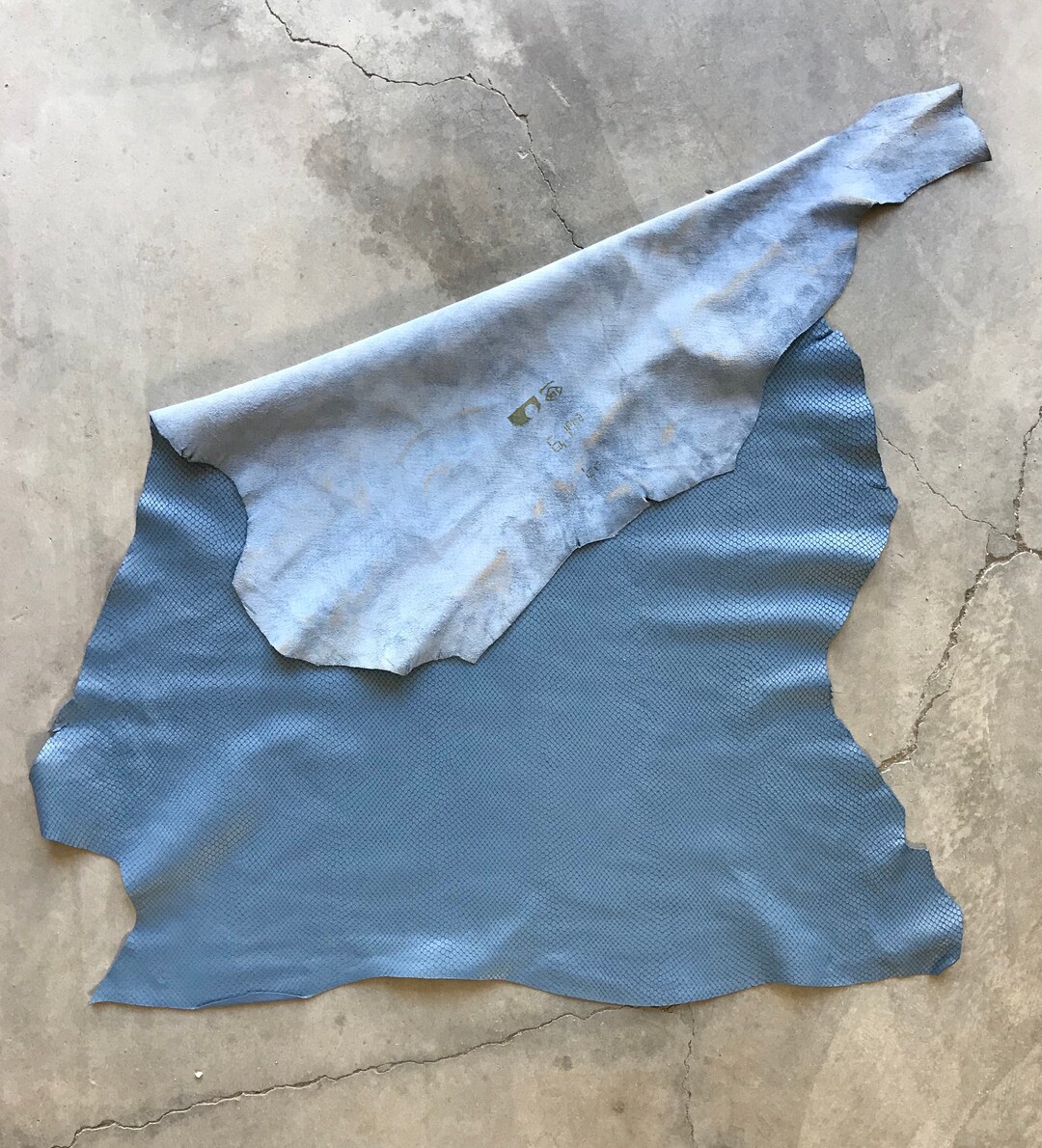 Light Blue Leather Hides, Snakeskin Embossed Finish, Soft Lambskin ...