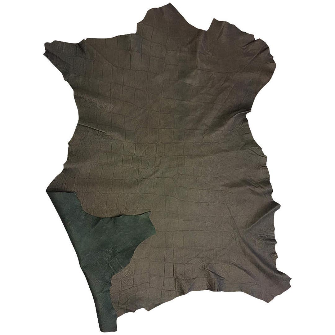 Genuine Green Suede Leather Hides Crocodile Embossed Skins - Etsy