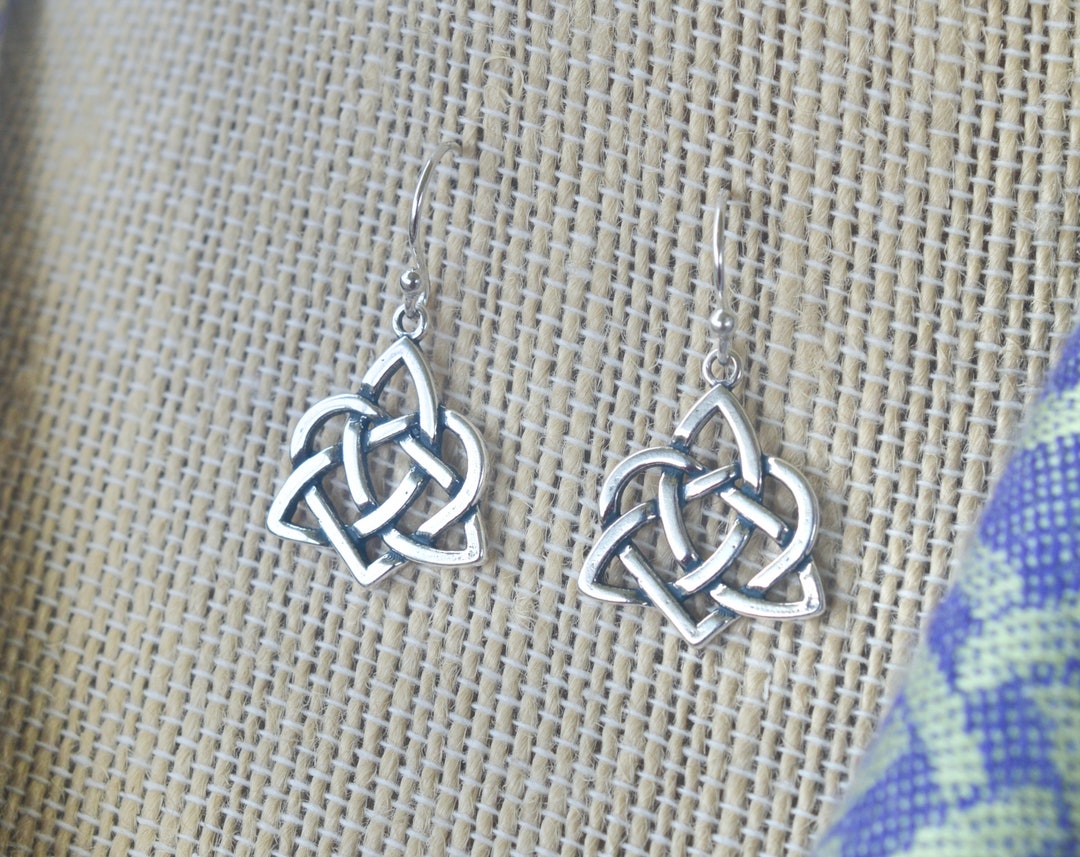 Petite Sister Knot Eternal Heart Solid Sterling Silver Earrings - Etsy