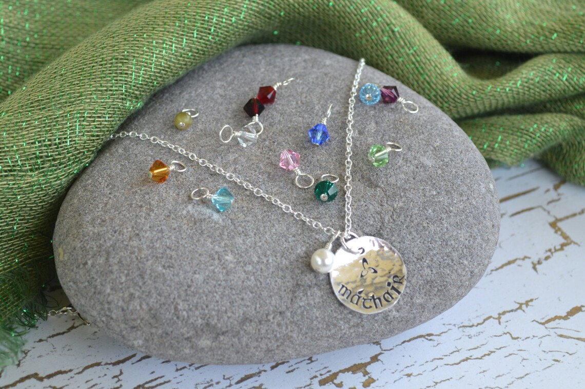 Máthair (mother in Gaelic) Hand-stamped Sterling Silver Necklace - Etsy