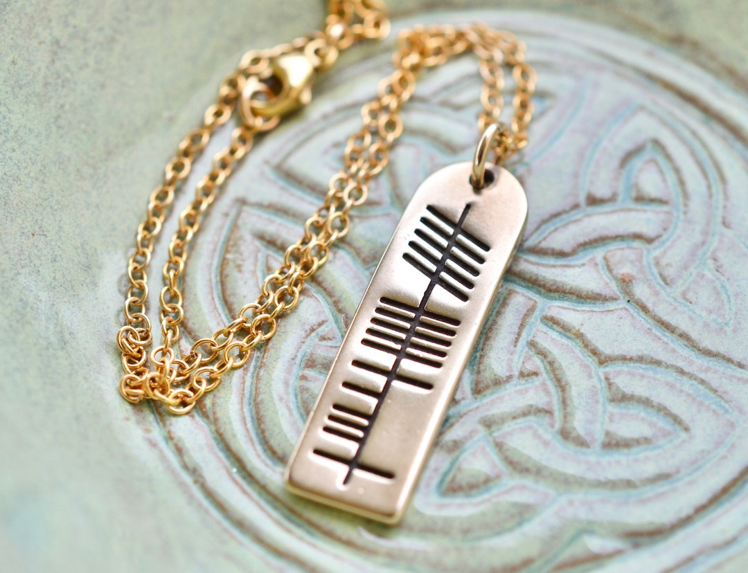 The Ogham 'athair' Father Stone Yellow Bronze Necklace - Etsy