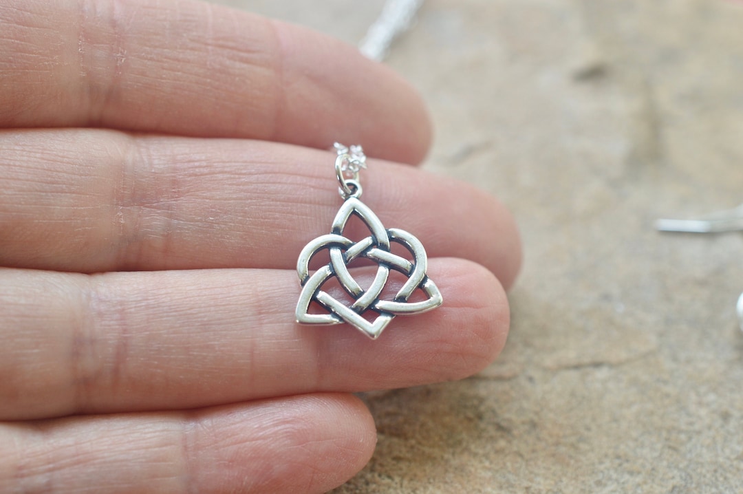 Petite Sister Knot Eternal Heart Solid Sterling Silver Necklace ...
