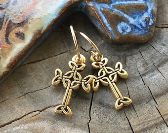 Sterling Silver Celtic Infinity Cross Earrings SMALL, Double Sided - Etsy