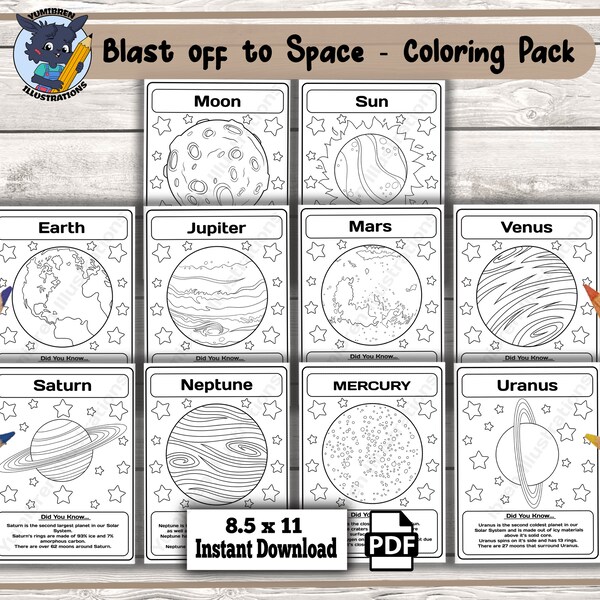 Adult Coloring Pages Universe - Etsy